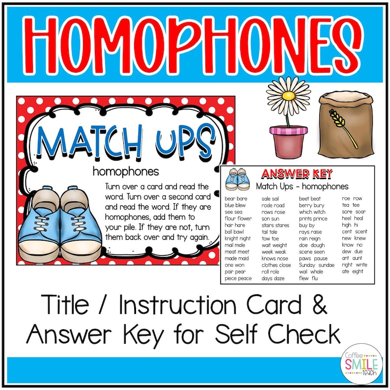 Printable Homophones Learning Center Memory Concentration Game ...
