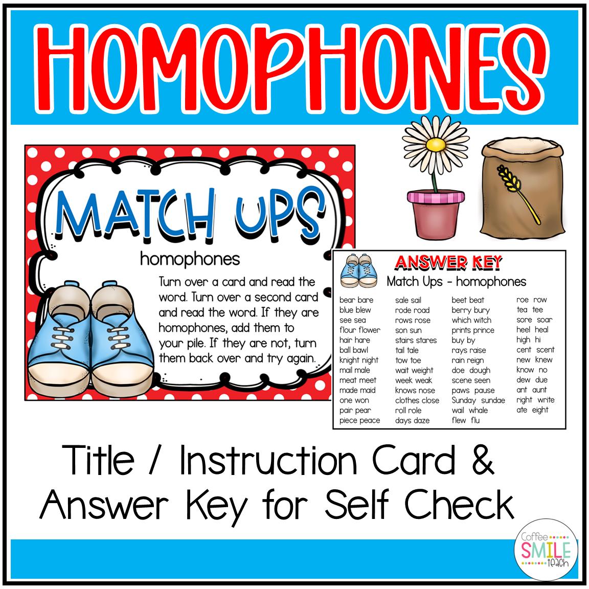 Printable Homophones Learning Center Memory Concentration Game ...