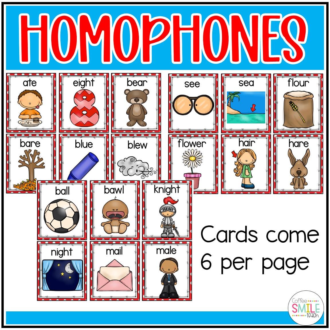 Printable Homophones Learning Center Memory Concentration Game ...
