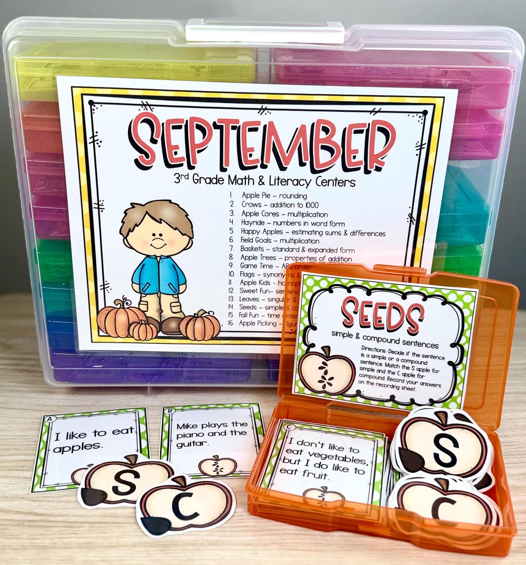 3rd Grade September Math & Literacy Learning Centers: Classroom Games ...