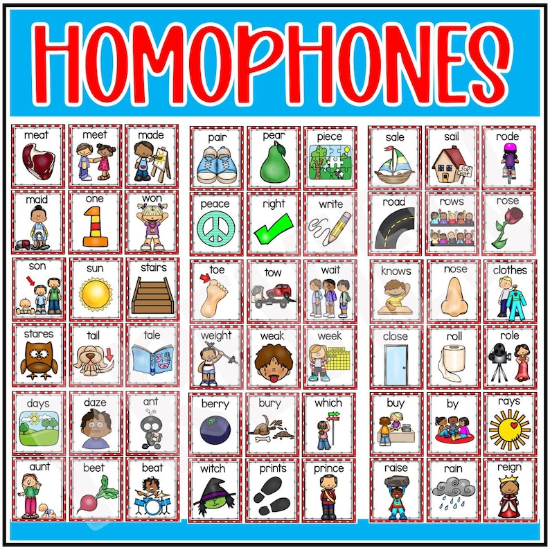 Printable Homophones Learning Center Memory Concentration Game ...