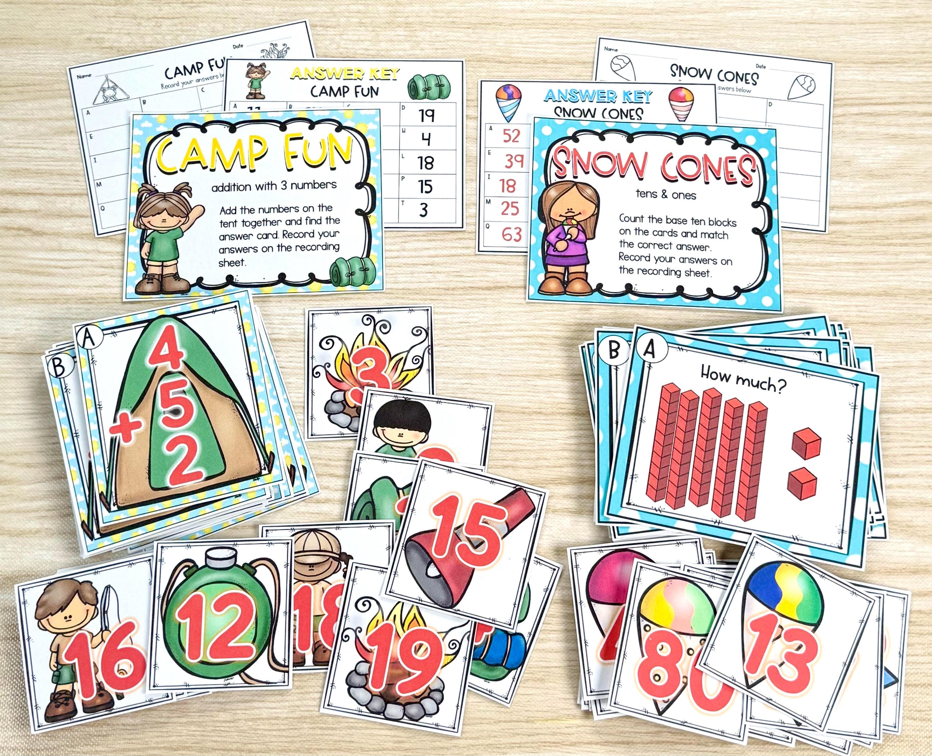 1st Grade Summer Math Literacy ELA Reading Centers Learning Task Box ...
