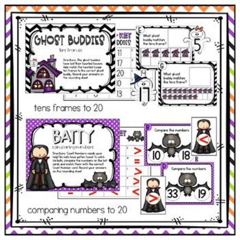 October Halloween Centers for Kindergarten Games Stations Task Cards ...