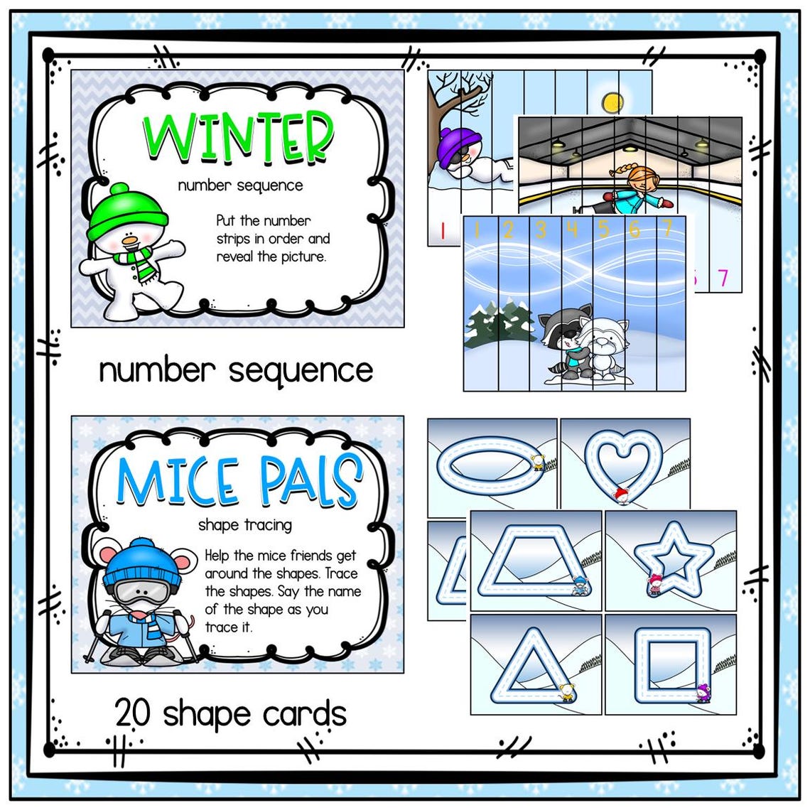 Preschool Printable Winter Themed Learning Activities Games and Centers ...