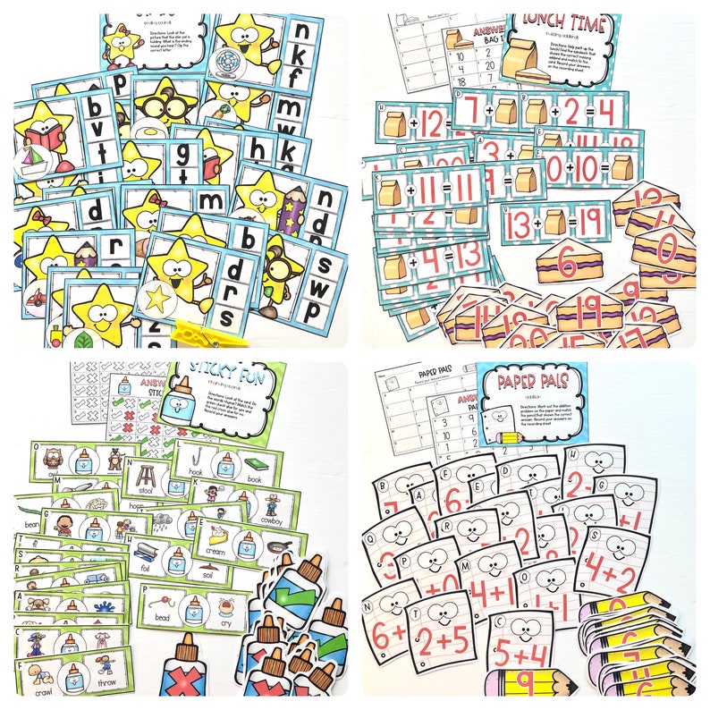 Back to School 1st Grade Math & Literacy Task Boxes Centers Classroom ...