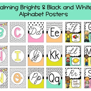 Calming Brights and Black & Whites Dots and Doodles Alphabet Posters ...