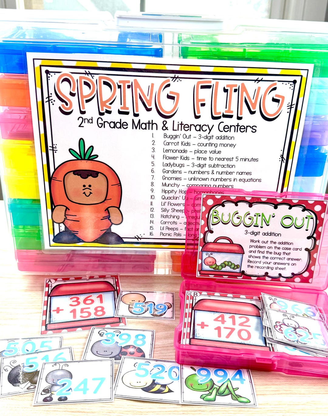 2nd Grade Spring Math & Literacy Task Box Centers Learning Activities ...