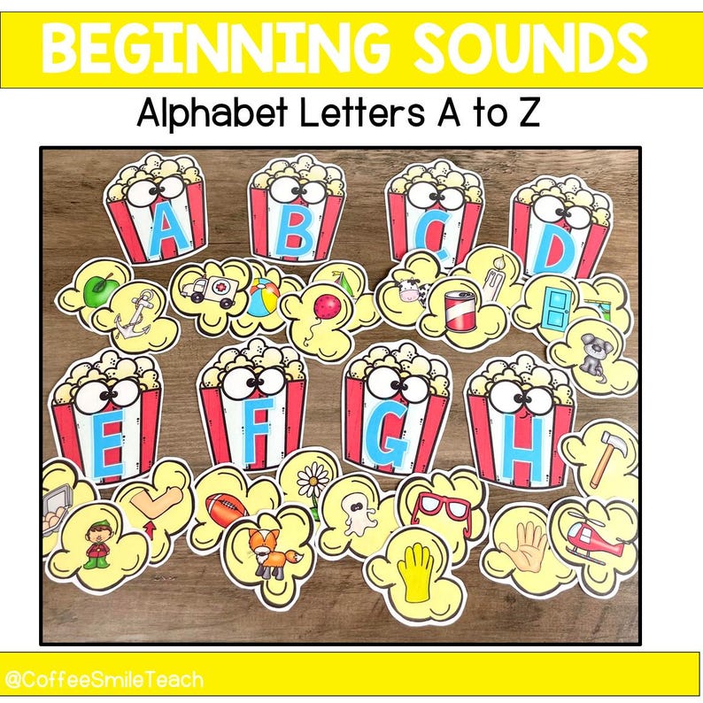 Beginning Sound Activity Popcorn Themed Alphabet Literacy Center Task ...