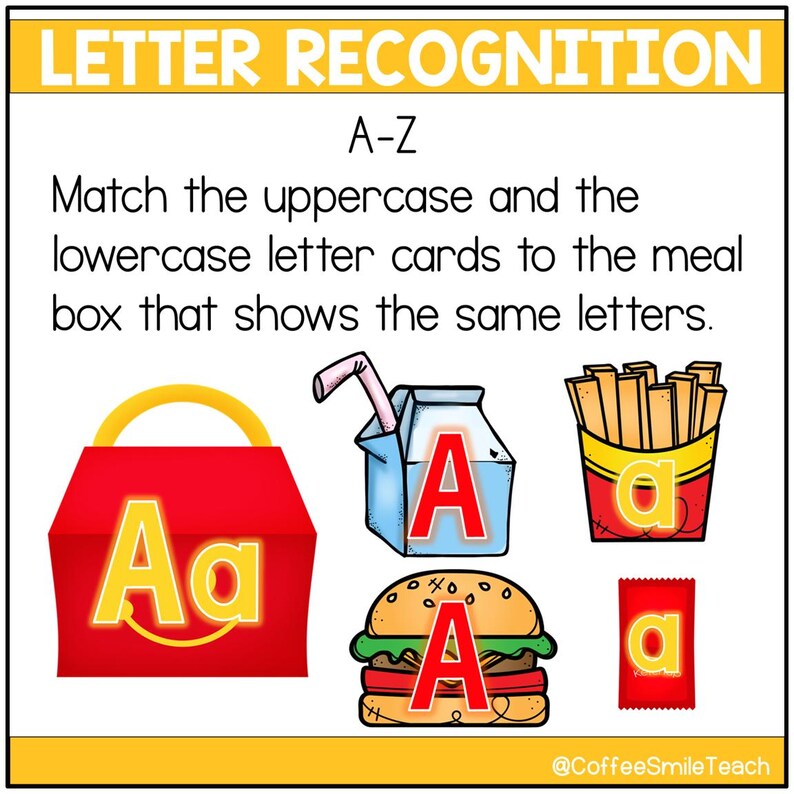 Fast Food Alphabet Matching: Letter Recognition Activity (digital ...