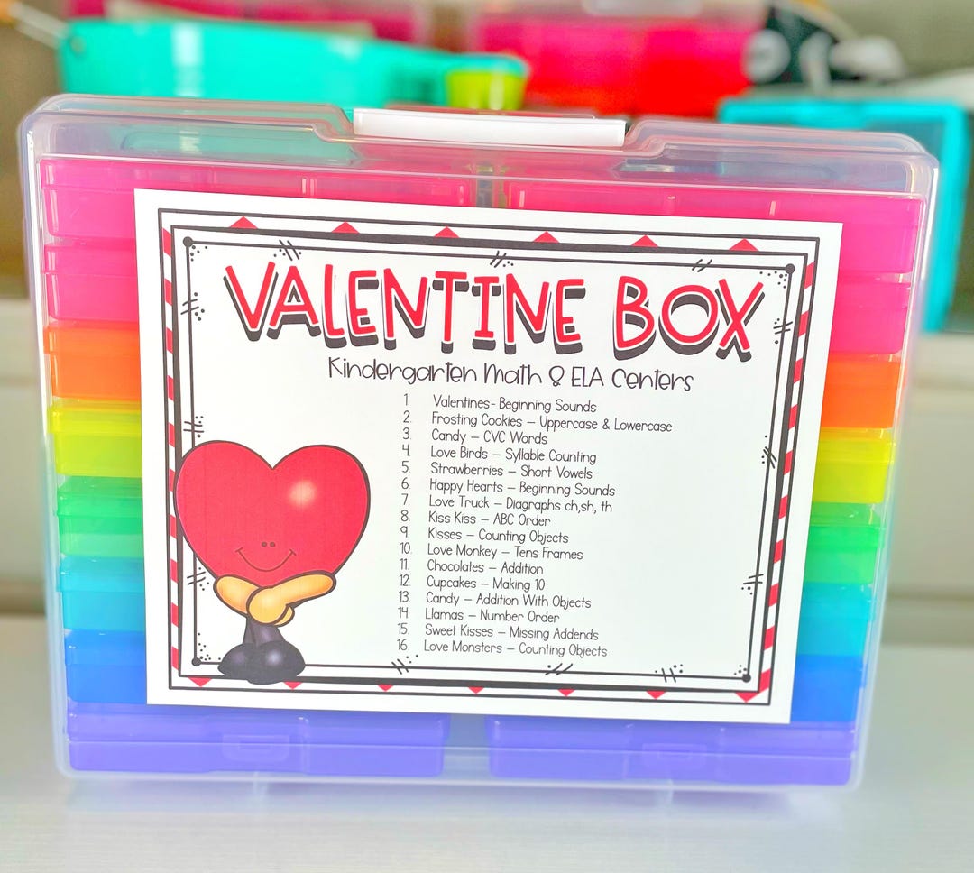 Kindergarten Valentine's Day Math & Literacy Task Box Centers ...