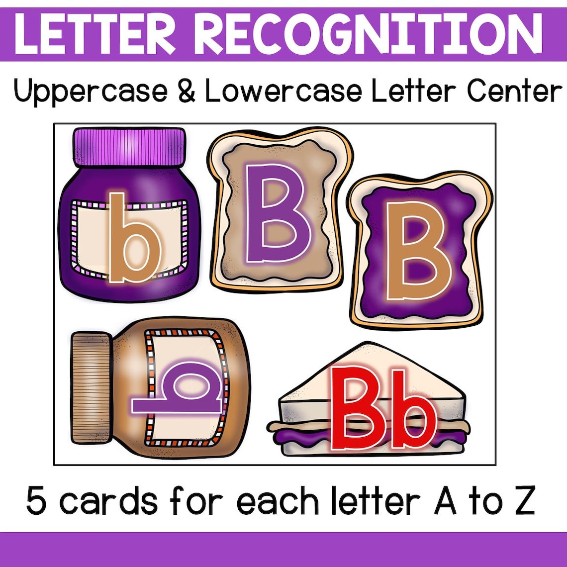 Peanut Butter and Jelly Alphabet Matching Center Letter Recognition ...