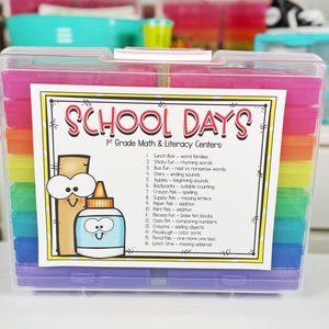 Back to School 1st Grade Math & Literacy Task Boxes Centers Classroom ...