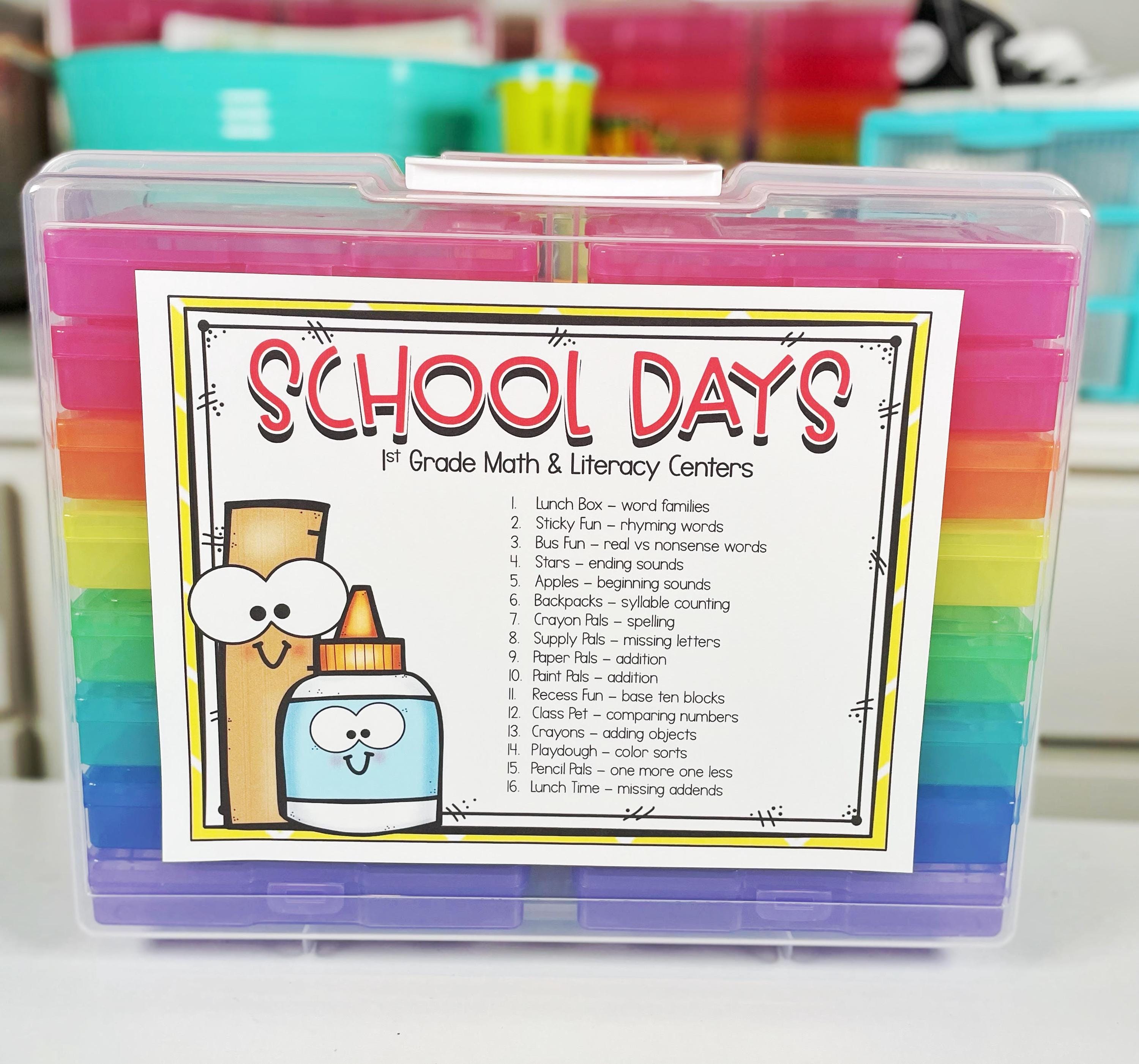 Back to School 1st Grade Math & Literacy Task Boxes Centers Classroom ...