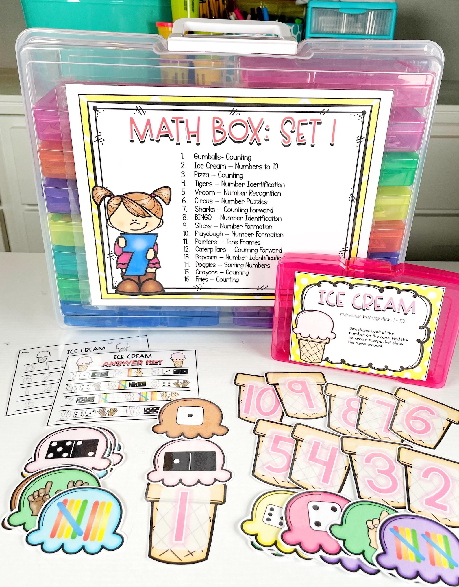 Kindergarten Math Task Box Centers: Counting, Number Recognition - Etsy