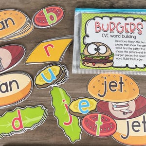 CVC Word Building: Build a Burger Phonics Game (digital File) - Etsy
