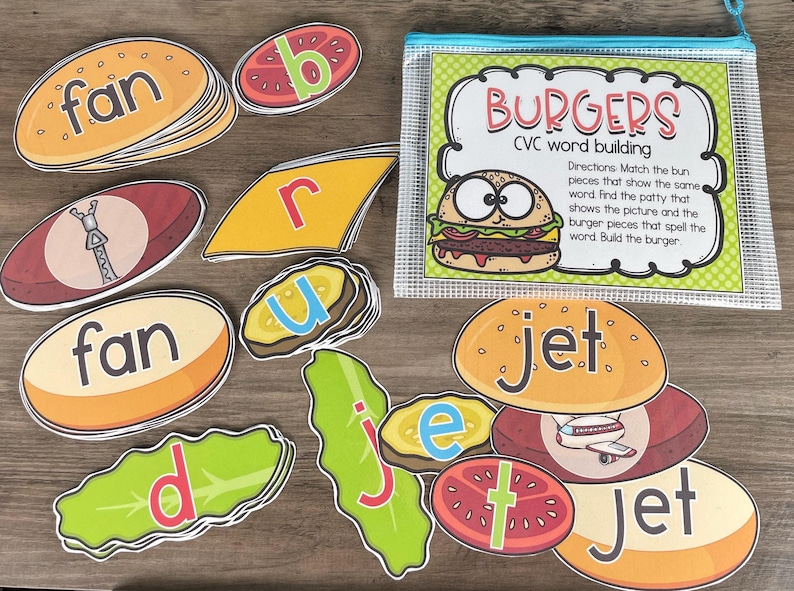 CVC Word Building: Build a Burger Phonics Game (digital File) - Etsy