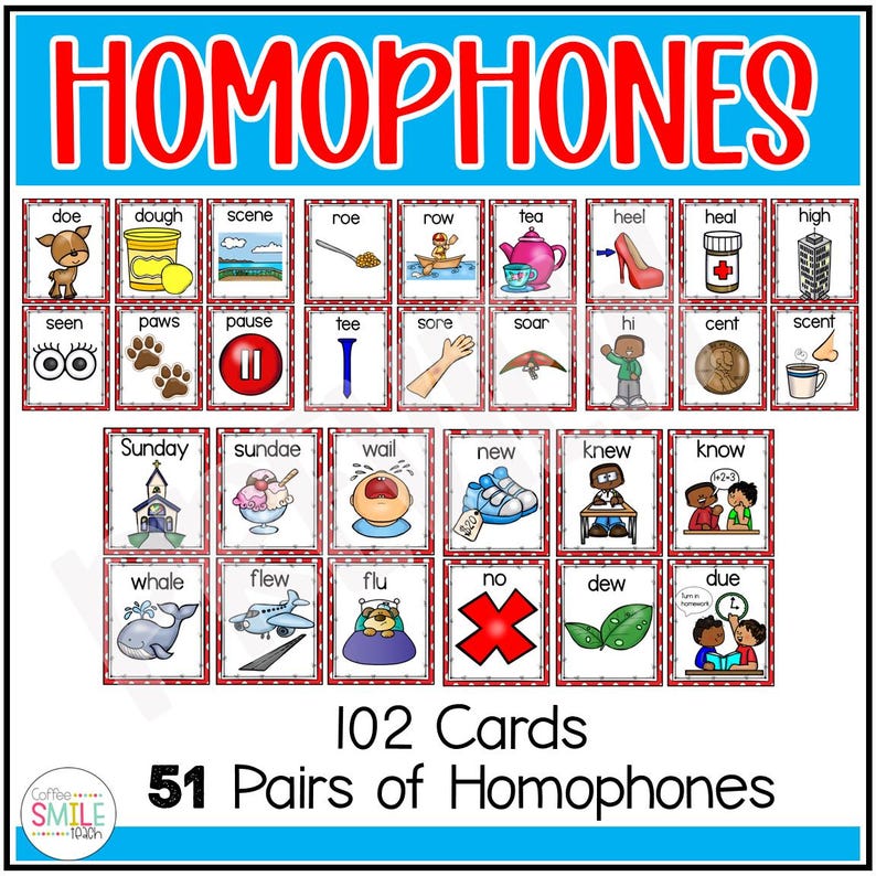 Printable Homophones Learning Center Memory Concentration Game ...