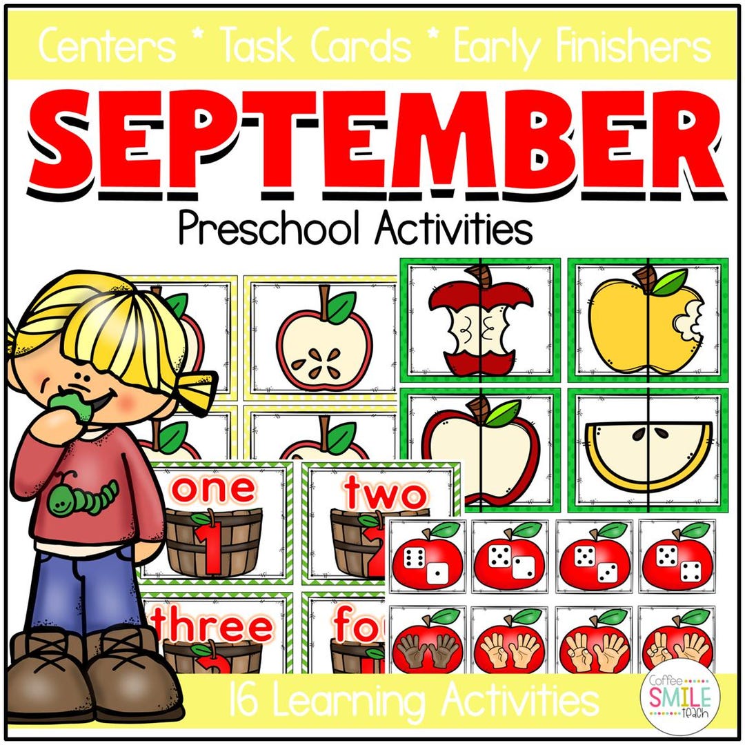 Preschool Printable September Back to School Learning Activities Games ...