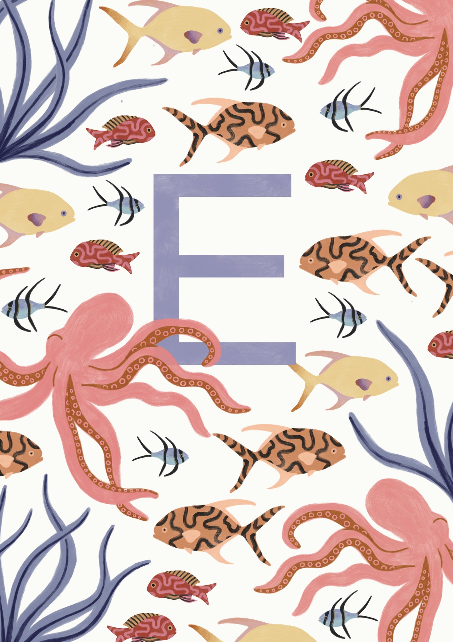 A4 Underwater Letter Print / Initial Print / Nursery Art Print | Etsy