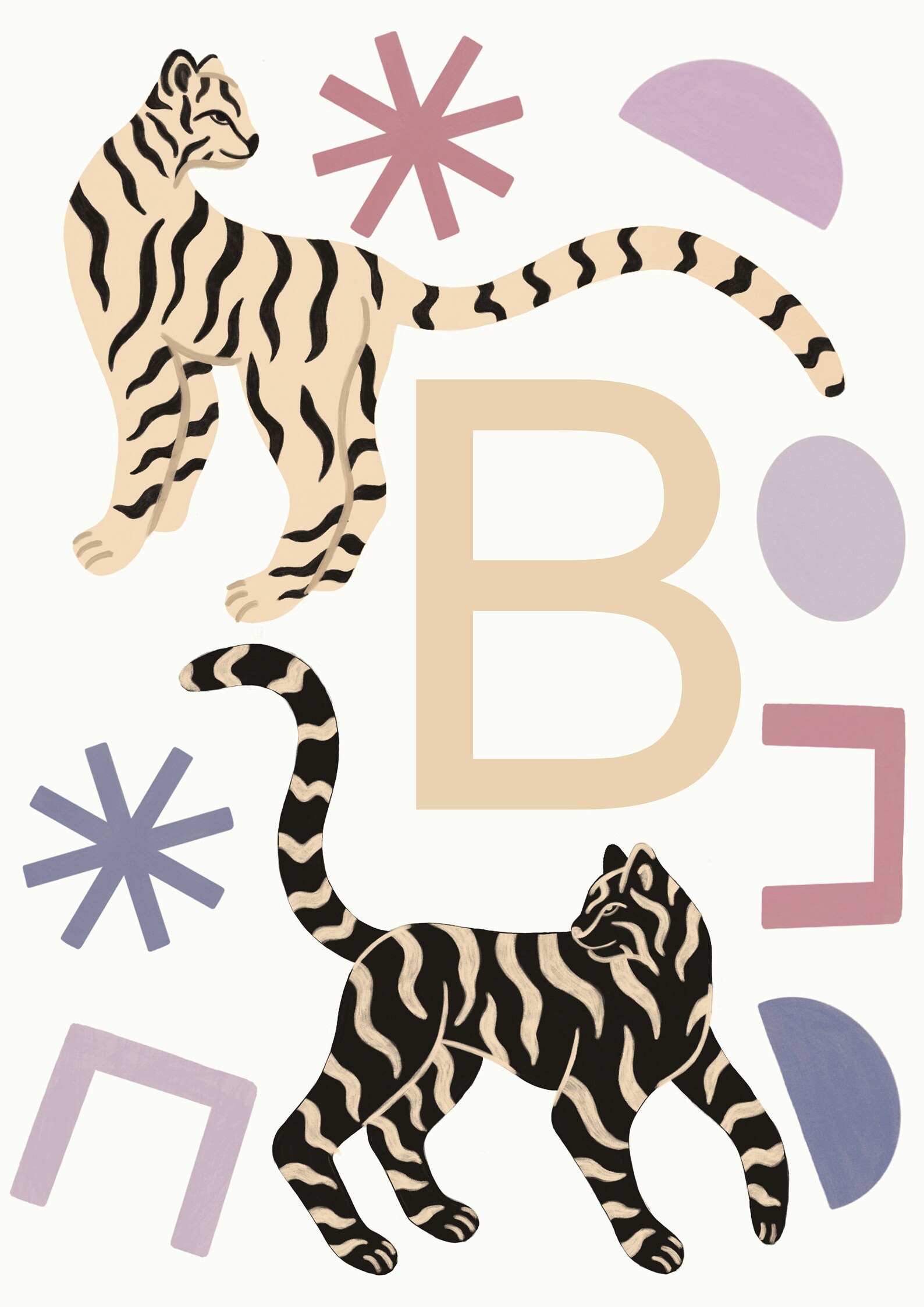 A4 Tiger Letter Print / Initial Print / Nursery Art Print / | Etsy