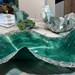 Handmade Emerald Green Shell and Diamonte Edged Sculpture Table ...