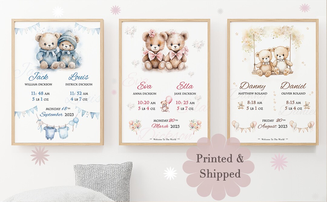 Personalized Baby Birth Stats Sign Custom Birth Details Print Nursery ...