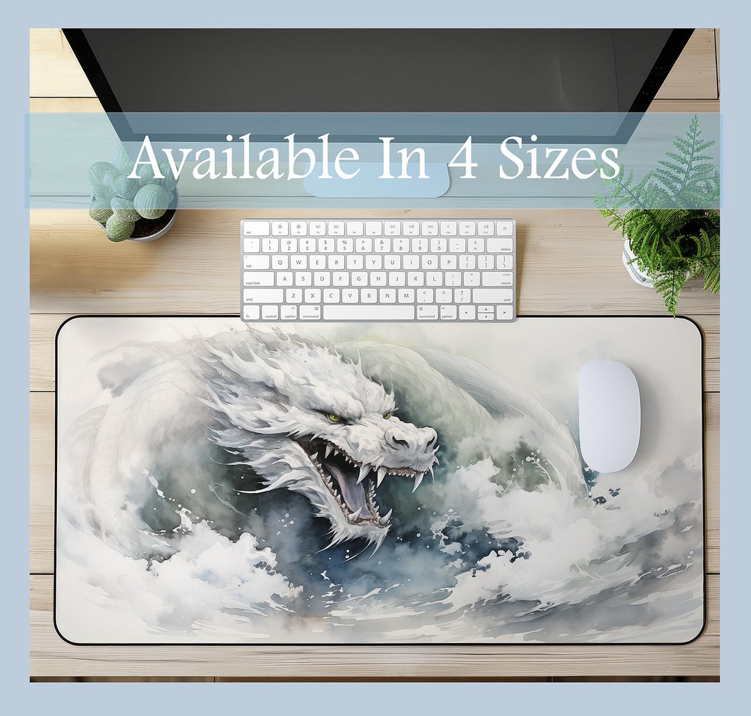Black & White Dragon Desk Mat Year of Dragon Mouse Pad Vintage Desk Mat ...