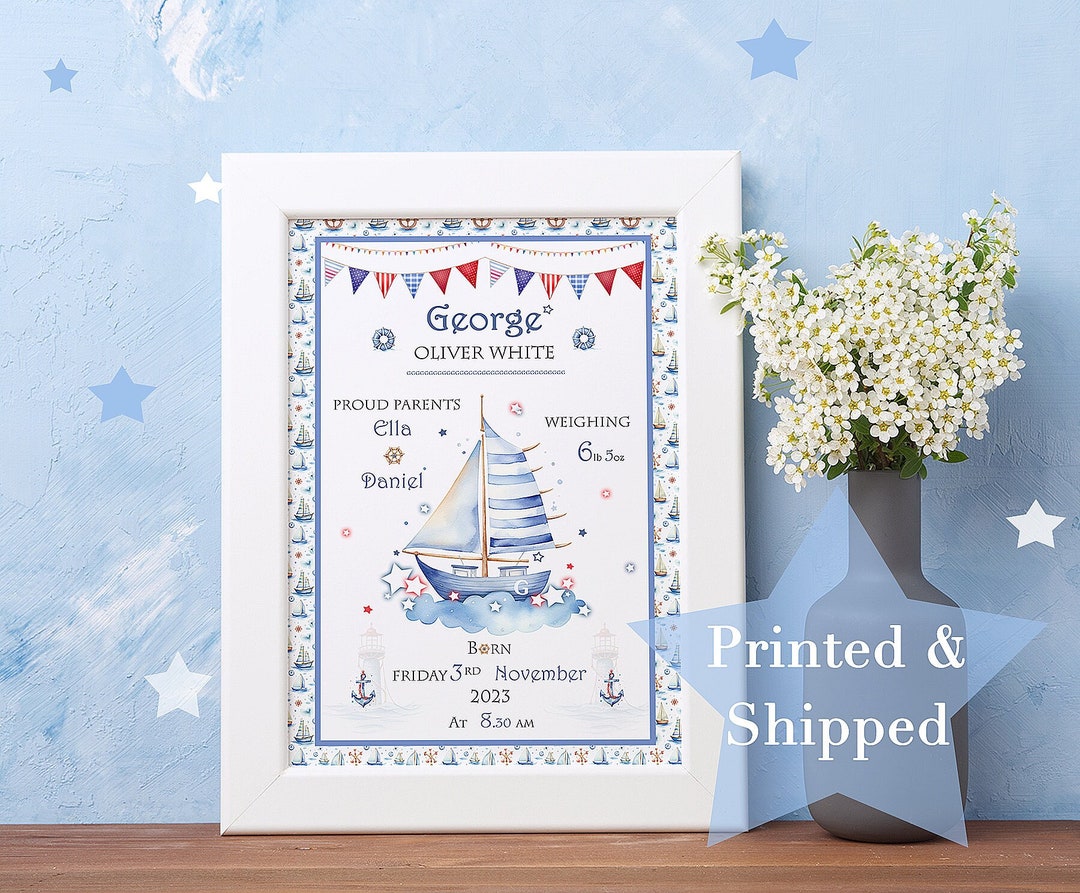 Personalized Baby Birth Stats Sign Custom Birth Details Print Nursery ...