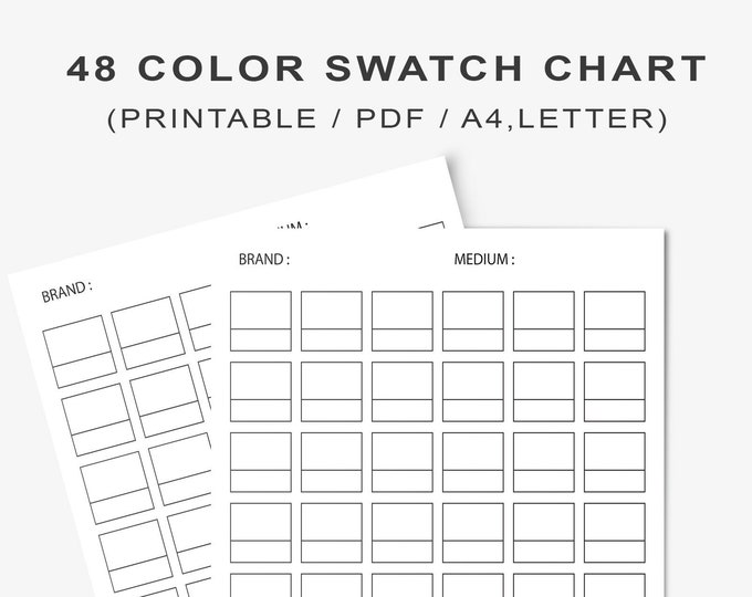 48 Color Swatch Chart Digital Printable 48 Color Swatch Chart - Etsy ...