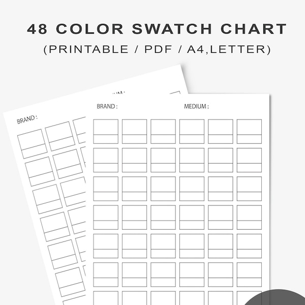 48 Color Chart Template - Etsy