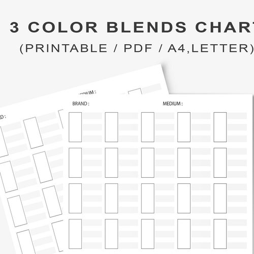 3 Color Blends Combination Chart Sheet Printable PDF Download - Etsy