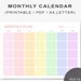 Rainbow Monthly Planner Printable Digital, Colorful Cute Monthly ...