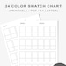 24 Color Swatch Chart Digital Printable, 24 Color Swatch Chart Template ...