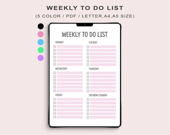 Weekly to Do List, Printable, Goodnotes, Productivity Planner, Undated ...