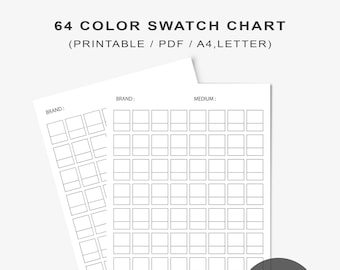120 Color Swatch Chart Digital Printable, 120 Color Swatch Chart ...