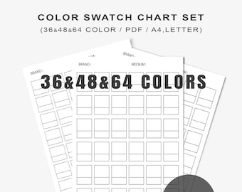 48 Color Swatch Chart Digital Printable, 48 Color Swatch Chart Template ...