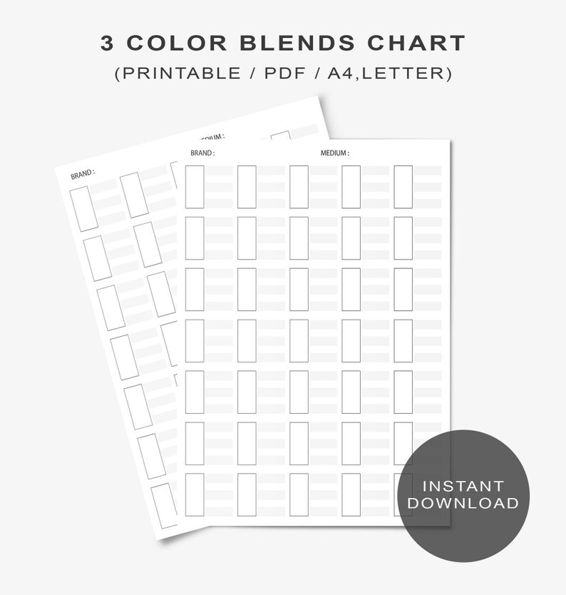3 Color Blends Combination Chart Sheet Printable PDF (Download Now) - Etsy