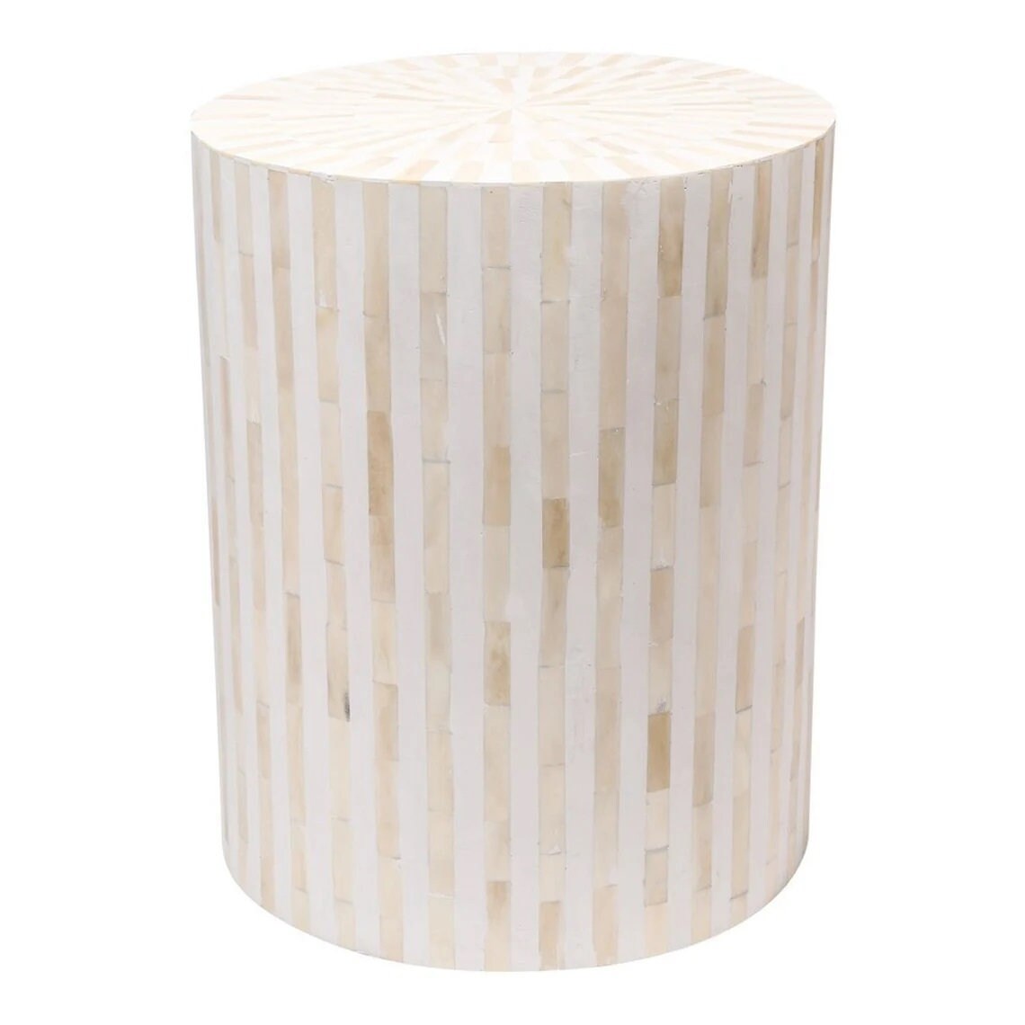 Bone Inlay Stripe Design Round End Table Off-white Bone Inlay - Etsy