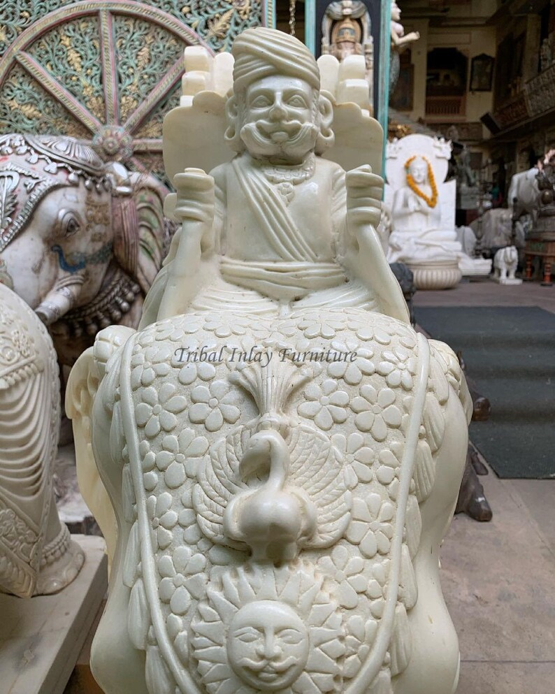 Handcarved Marble Elephant and Mahawat Set of 2, Marble Elephant ...