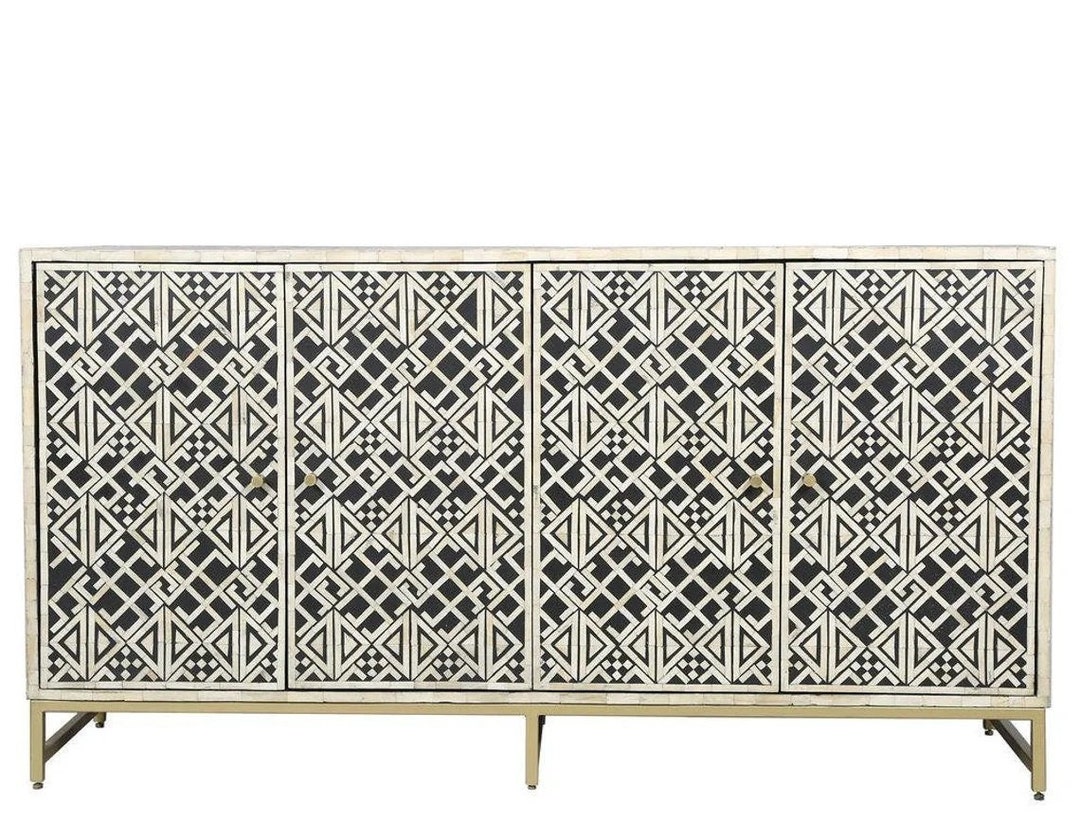 Bone Inlay Sideboard 4 Door Diamond Black Bone Inlay Storage - Etsy