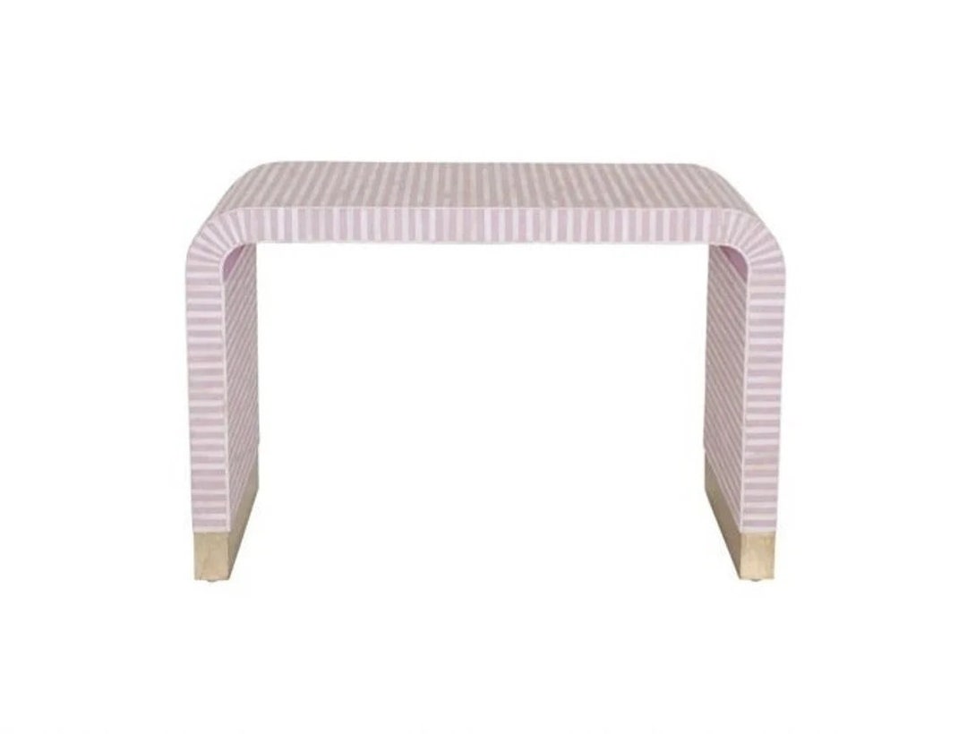 Bone Inlay Waterfall Console Table Pink, Waterfall Bone Inlay Desk Pink ...