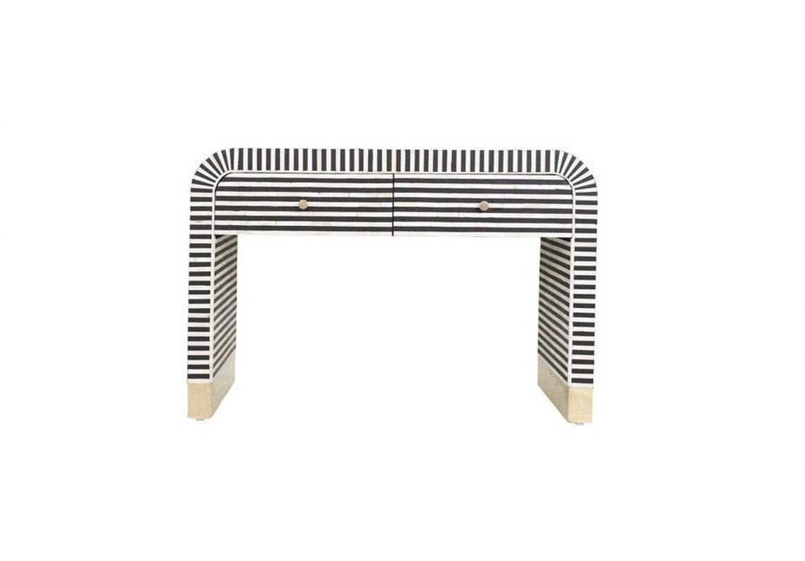 Bone Inlay Waterfall 2 Drawers Console Table Black Bone Inlay - Etsy