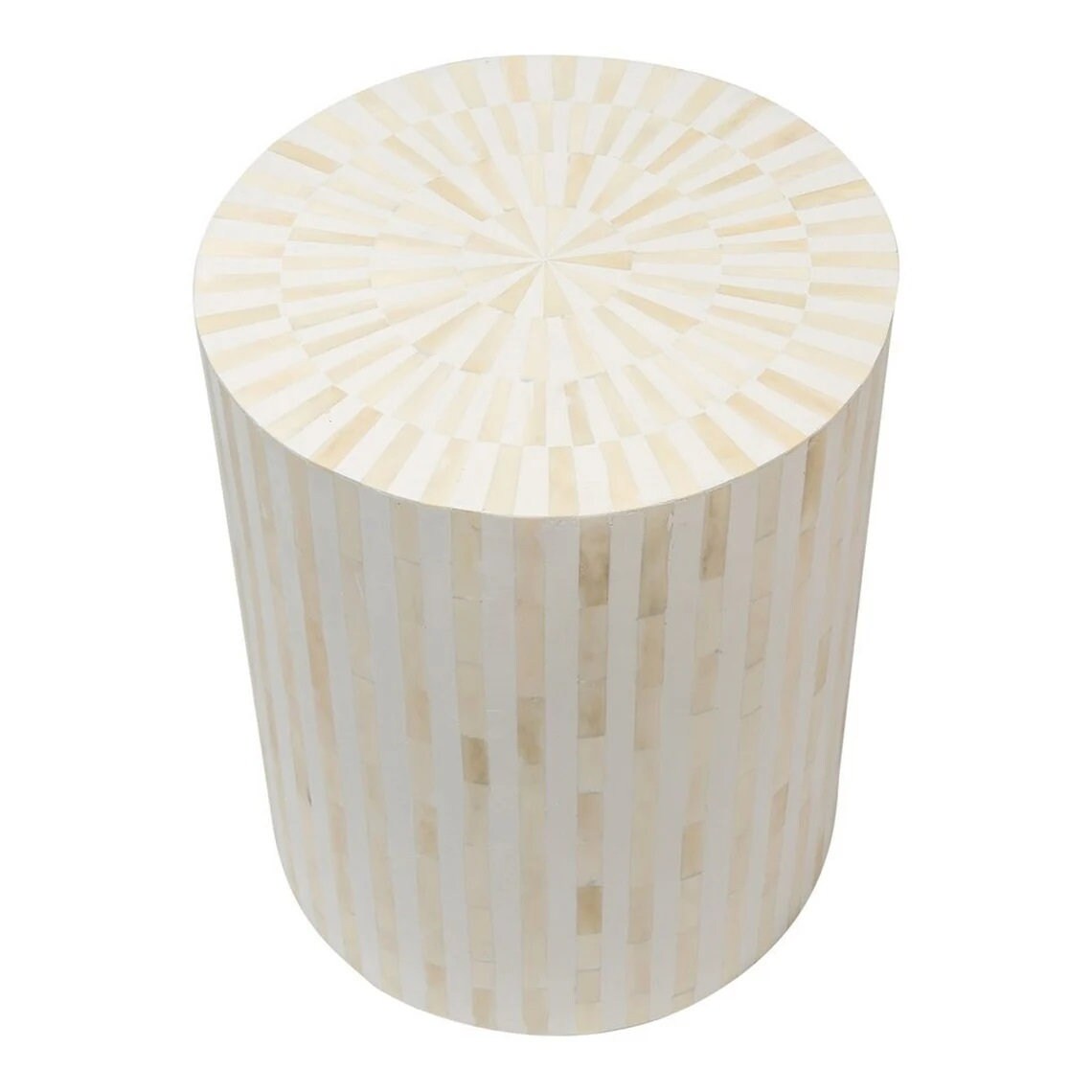 Bone Inlay Stripe Design Round End Table Off-white Bone Inlay - Etsy