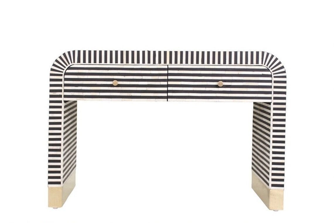Bone Inlay Waterfall 2 Drawers Console Table Black Bone Inlay - Etsy