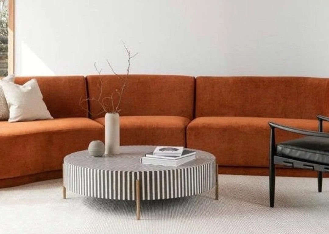 Bone Inlay Stripe Coffee Table Black, Bone Inlay Black Center Table ...