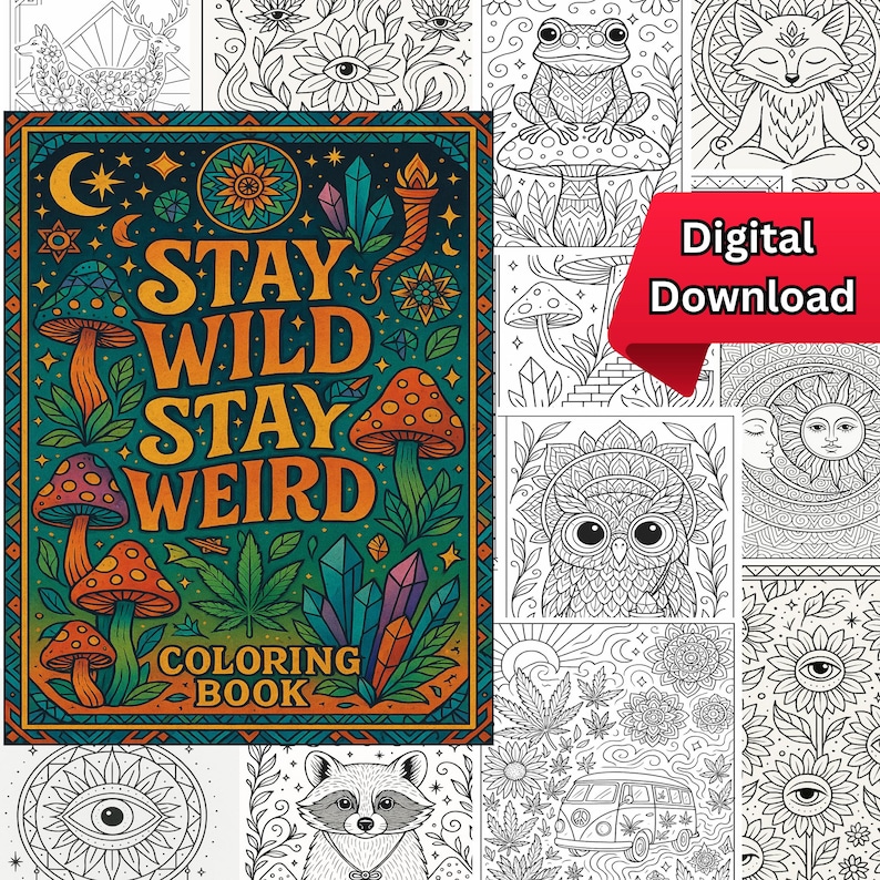 Psychedelic Adult Coloring Book | Trippy Mushroom & Spirit Animal Pages ...