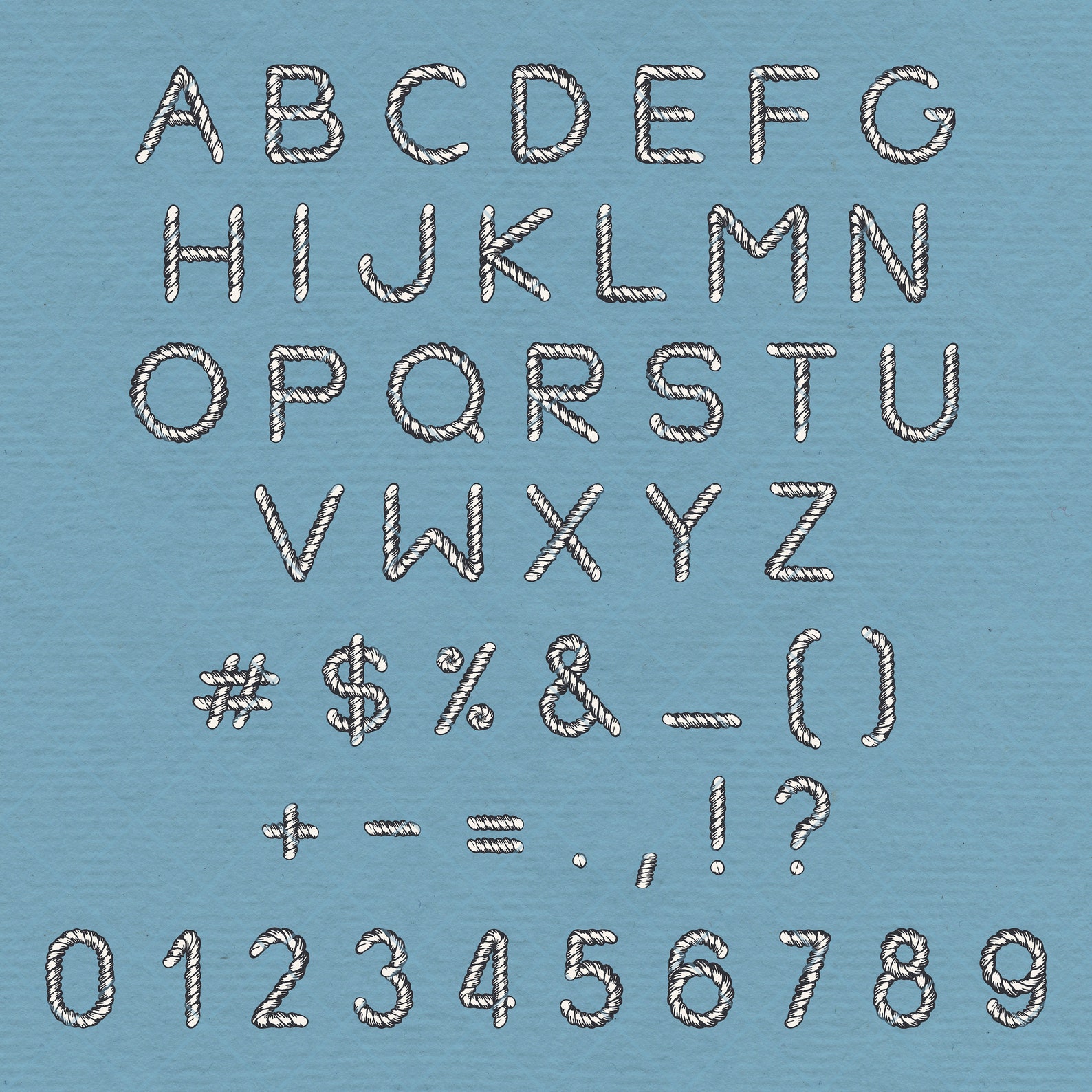 Rough Rope Alphabet, Rope Letters, Rope Alphabet Clipart, Rope Letters ...