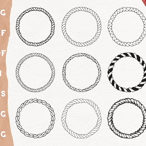 Rope Border Svg Bundle, Rope Wreath Svg, Rope Circle Frame Set, SVG Cut ...