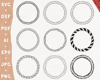 Rope Round Circle Frame Cut File Wreath SVG Rope Border DXF | Etsy
