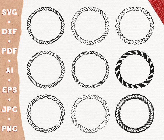 Rope Border Svg Bundle Rope Wreath Svg Rope Circle Frame | Etsy
